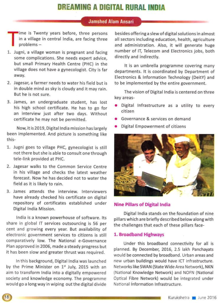 Kurukshetra June 2016 : Dreaming a digital rural India - AFEIAS