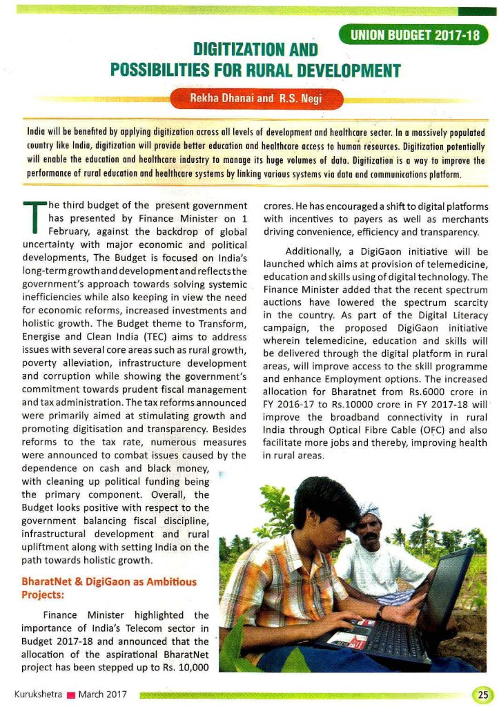 Kurukshetra:-Digitization and Possibilities for Rural Development (08 ...