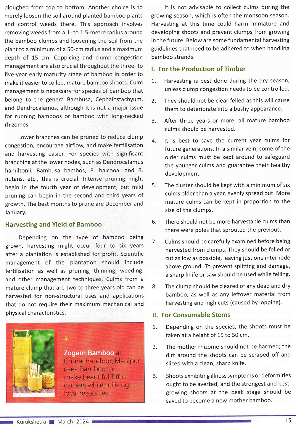 Kurukshetra : Bamboo Farming Growing Methods and Reaping Benefits - AFEIAS Kurukshetra : Bamboo Farming Growing Methods and Reaping Benefits - AFEIAS