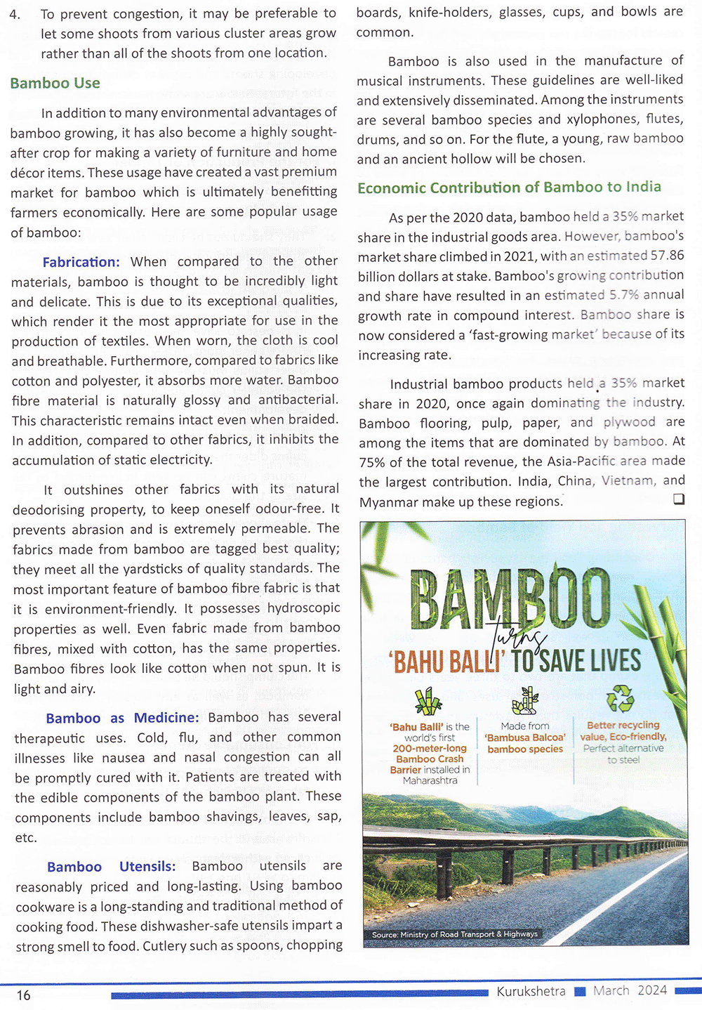 Kurukshetra : Bamboo Farming Growing Methods and Reaping Benefits - AFEIAS Kurukshetra : Bamboo Farming Growing Methods and Reaping Benefits - AFEIAS